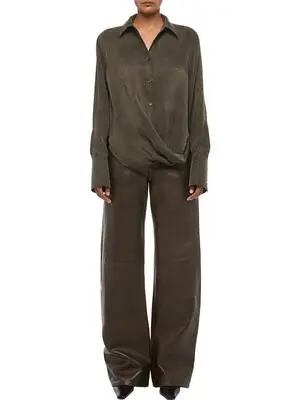 HELMUT LANG Helmut Lang Fluid Microsuede Drape Shirt