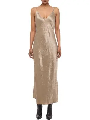 Helmut Lang Crinkled Asymmetric Slip Dress - Neutral