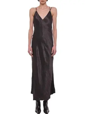 Helmut Lang Helmut Lang Crinkled Asymmetric Slip Dress Grey