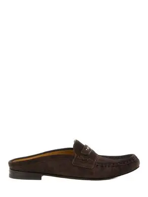Fendi Suede Scrunch Sabots - Brown