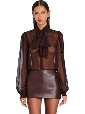 Retrofete Hasli Silk Chiffon Top Mahogany