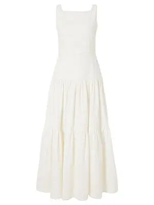 AGUA BENDITA Abeja Playa Broderie Anglaise Cotton Maxi Dress