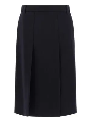 Prada Virgin Wool Multi-split Midi Skirt - Blue