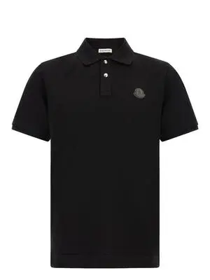MONCLER Moncler Men Leather Logo Patch Polo Shirt