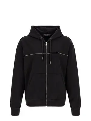 Dolce & Gabbana Logo Embroidery Hoodie - Black