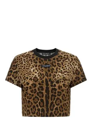 Dolce & Gabbana Leo Cropped T-shirt - Brown