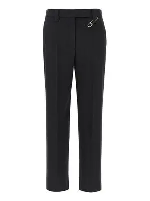 Prada Melange Virgin Wool Brooch Trousers - Gray