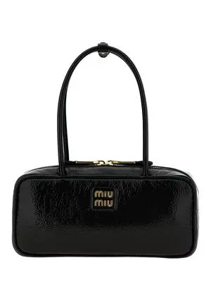 Miu Miu Glossed Leather Trunk Hand Bag - Black