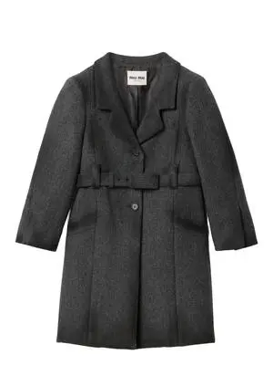 Miu Miu Single-breasted Double Wool Coat - Grey