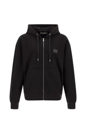 Dolce & Gabbana Logo Plaque Hoodie - Black