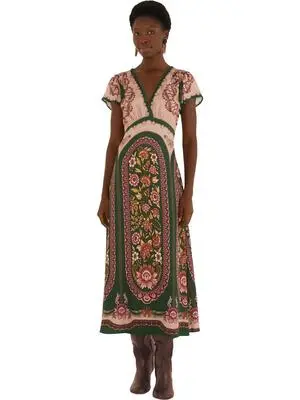 Farm Rio Daniela Short Sleeve Maxi Dress - Daniela Green
