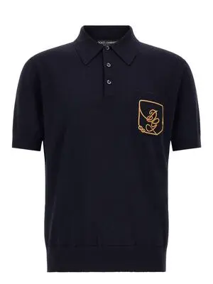 Dolce & Gabbana Logo Embroidery Polo Shirt - Blue