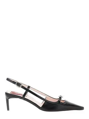 ROGER VIVIER Viv' Canard Leather Slingbacks - Black