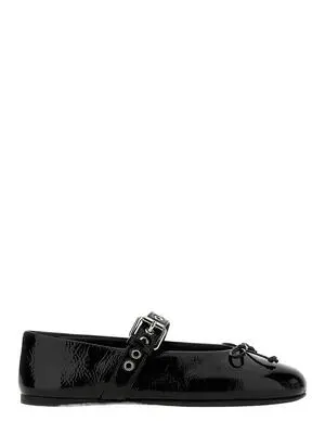Miu Miu Buckle And Bow Ballet Flats - Black