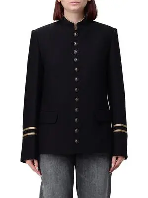 Zadig&Voltaire Vallo Military-style Viscose Blazer With Mandarin Collar - Black