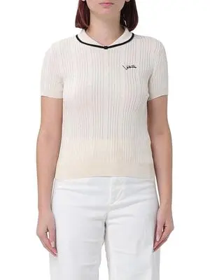 Valentino Garavani Slim Fit Ribbed V-neck Jumper With Contrast Trims - Milk
