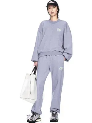 Off-White OFF-WHITE Embroidered Logo Cotton-Jersey Track Pants Gray
