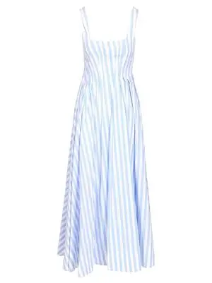 Sportmax Cotton Poplin Striped Long Dress - Blue