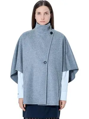 Max Mara Asymmetric Cashmere Cape - Gray