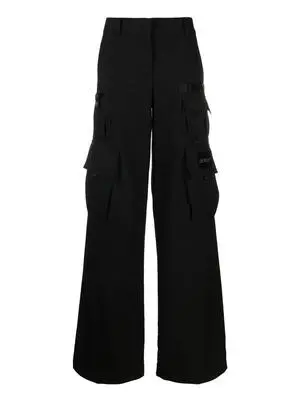 Off-White Virgin Wool Cargo Trousers - Black