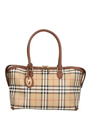 Burberry Small Check Tote - Cream