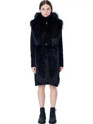 Moncler Textured Wool-blend Coat - Black