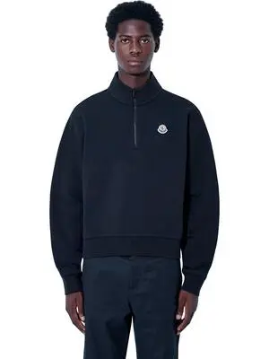 Moncler Half-zip Logo Patch Sweatshirt - Black