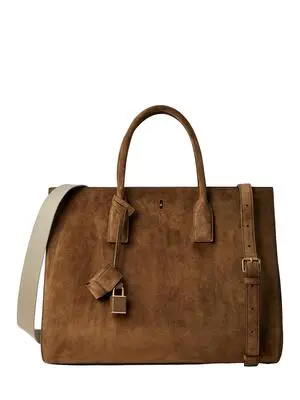 Saint Laurent Sac De Jour Suede Handbag - Brown