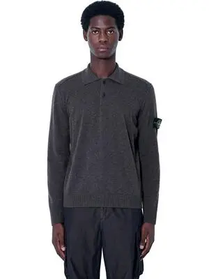 Stone Island Long Sleeve Polo - Brown