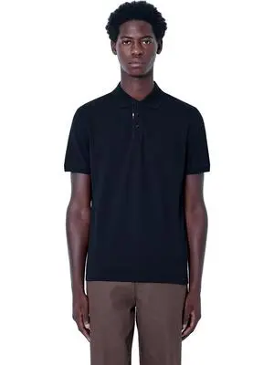Moncler Moncler Men Piqué Polo Shirt Black