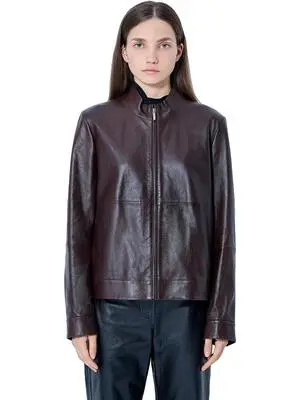Max Mara High-collar Leather Jacket - Multicolor