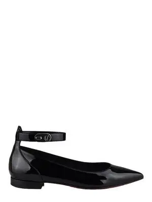 CHRISTIAN LOUBOUTIN Patent Leather Lock Ballerinas - Black