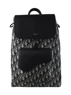 Dior Oblique Jacquard Saddle Backpack - Black