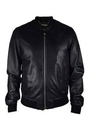 Philipp Plein Leather Bomber Jacket - Black