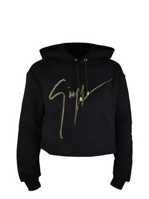 GIUSEPPE ZANOTTI Embellished Short Hoodie - Black