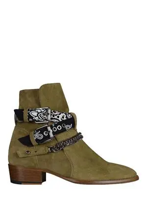 Amiri Suede Bandana Buckle Boots - Brown