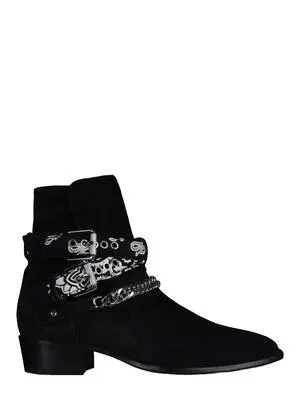 Amiri Suede Bandana Buckle Ankle Boots - Black