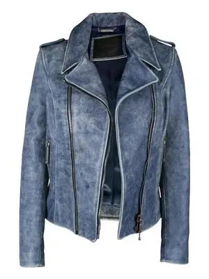 Philipp Plein Leather Perfecto Jacket - Blue