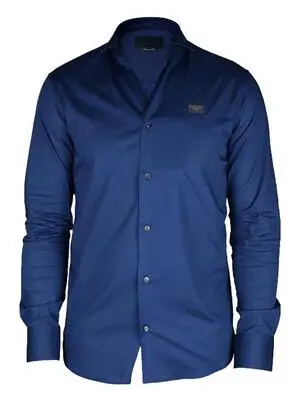 Philipp Plein Philipp Plein Men Diamond Cut Ls Iconic Shirt Blue
