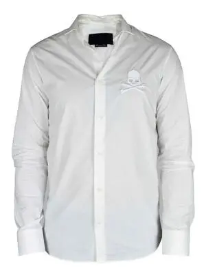 Philipp Plein Diamond Cut Ls Skull Shirt - White