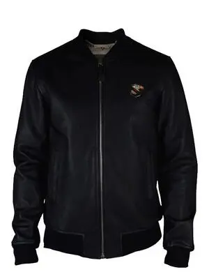 Philipp Plein Leather Bomber Jacket - Black