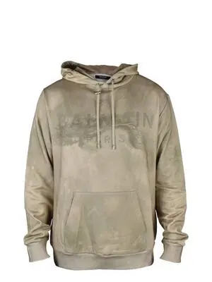 Balmain Logo Print Cotton Hoodie - Cream