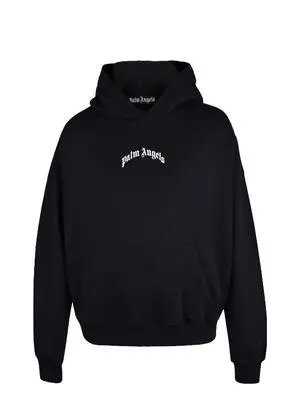 Palm Angels Cotton Hooded Sweatshirt - Black