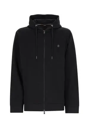 BOSS Felpa Con Zip E Cappuccio - Black