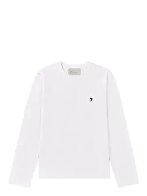 AMI Paris T-shirt A Manica Lunga Con Logo - White