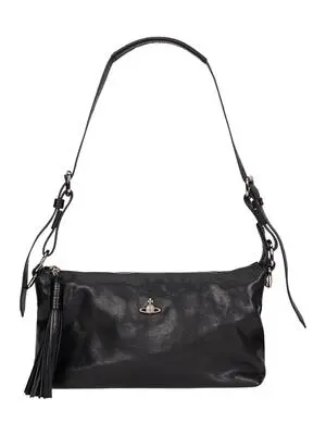 VIVIENNE WESTWOOD Emma Calfskin Shoulder Bag - Black