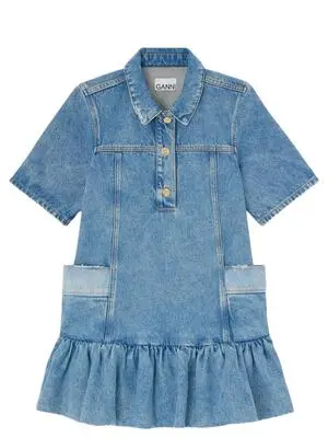 GANNI GANNI Classic Collar Button-Front Mini Dress
