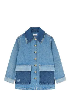 GANNI GANNI Wide-Collar Button-Front Oversized Jacket