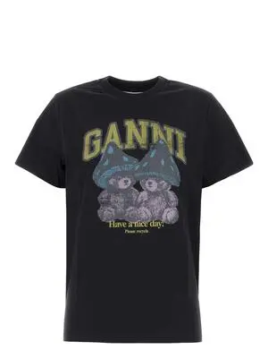 GANNI Teddy Mushrooms Relaxed Cotton T-shirt - Phantom