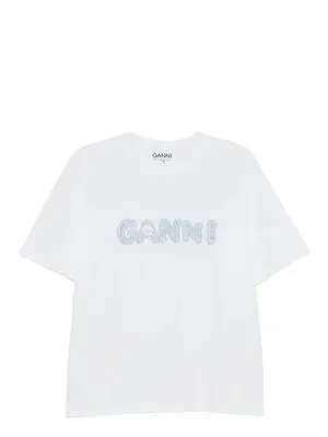 GANNI GANNI Embroidered Logo T-Shirt Bianco